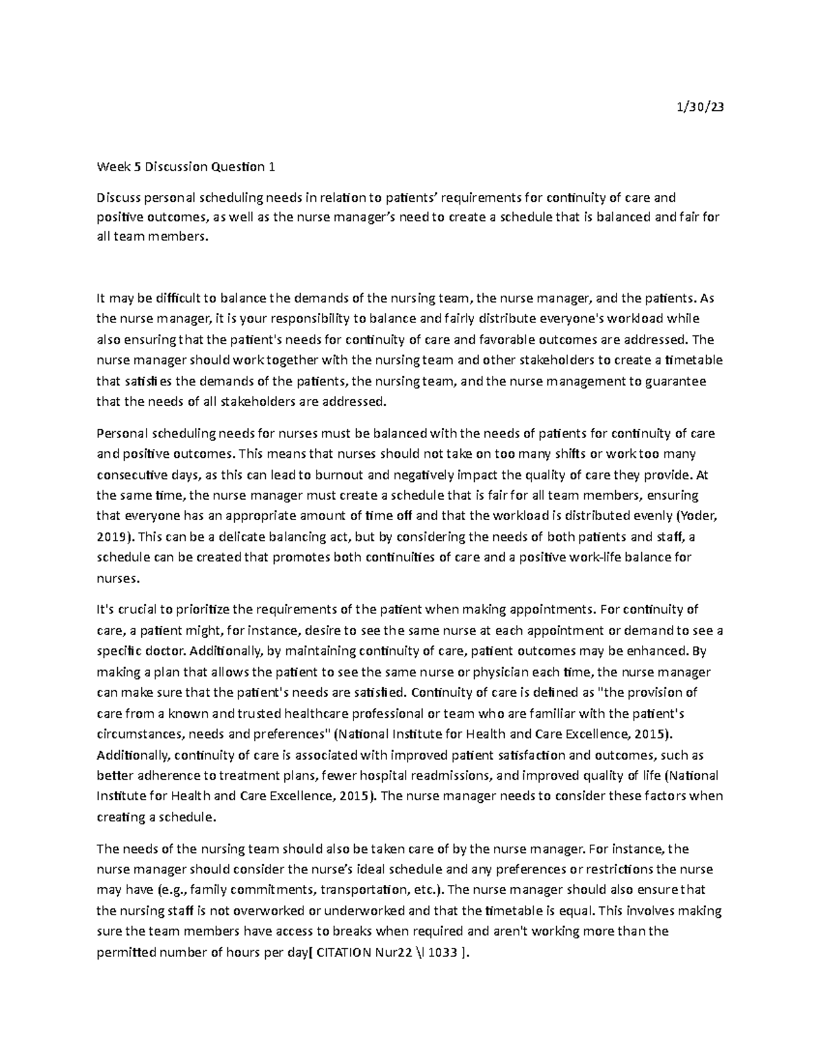 Week 5 Discussion Question 1 - 1/30/ Week 5 Discussion Question 1 ...