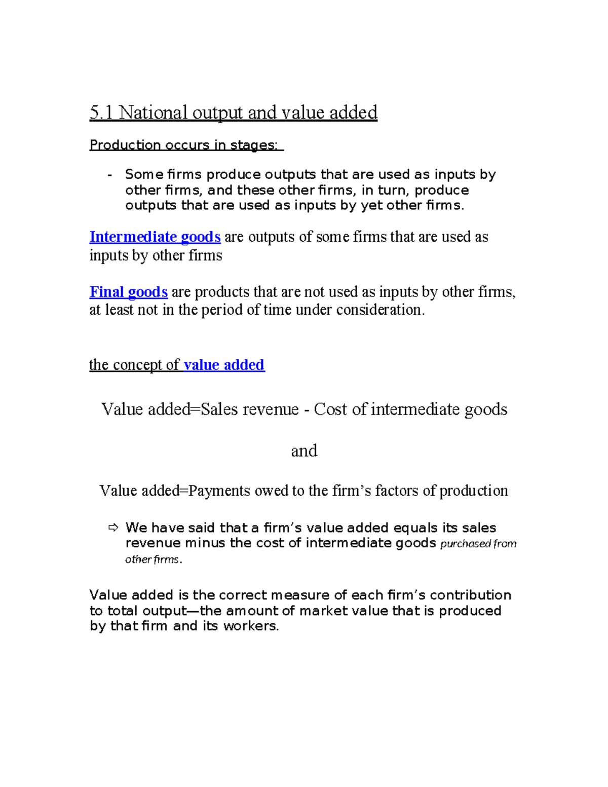 Econ 203 prep - macro - 5 National output and value added Production ...