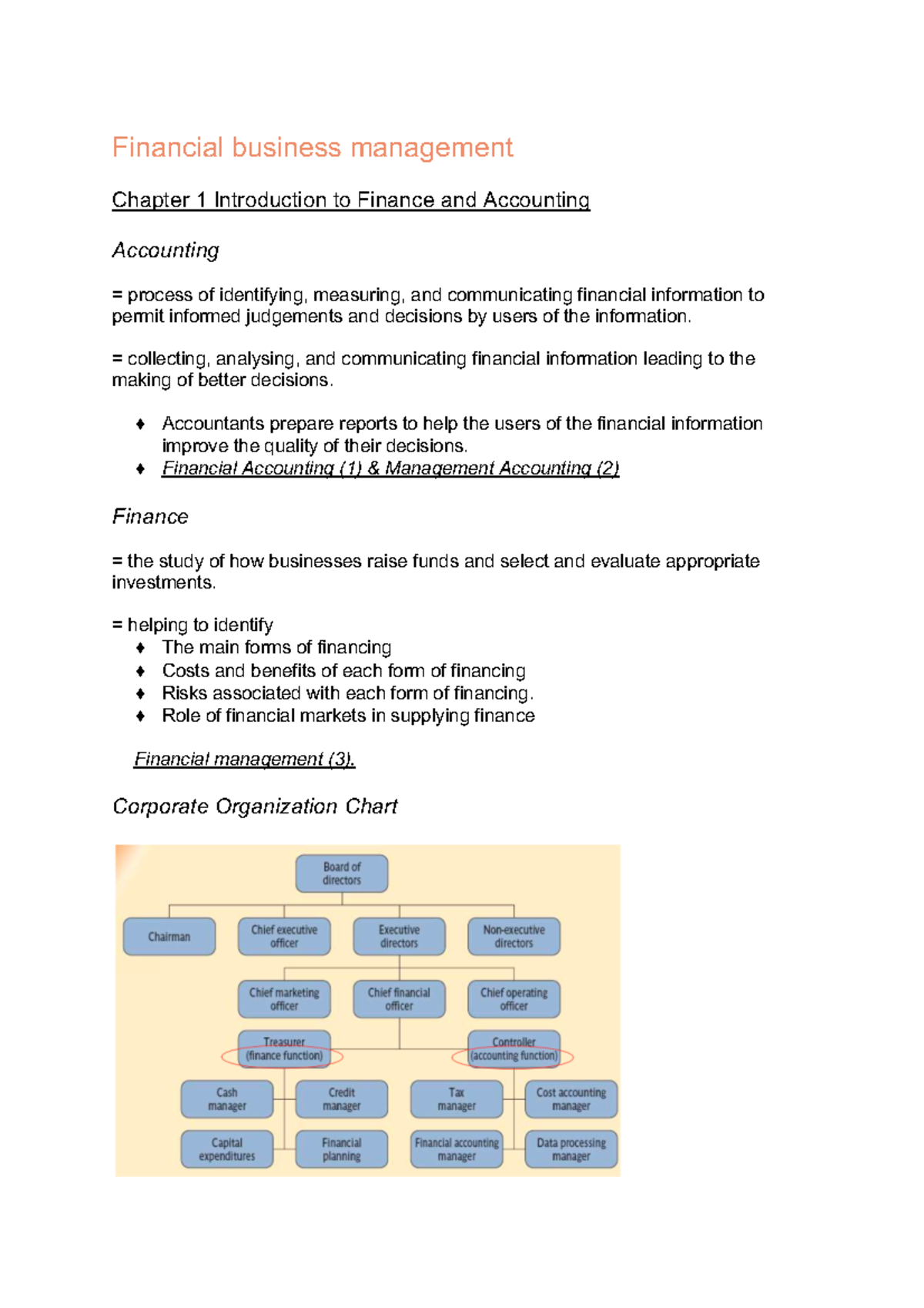 Financial business management - Financial business management Chapter 1 ...