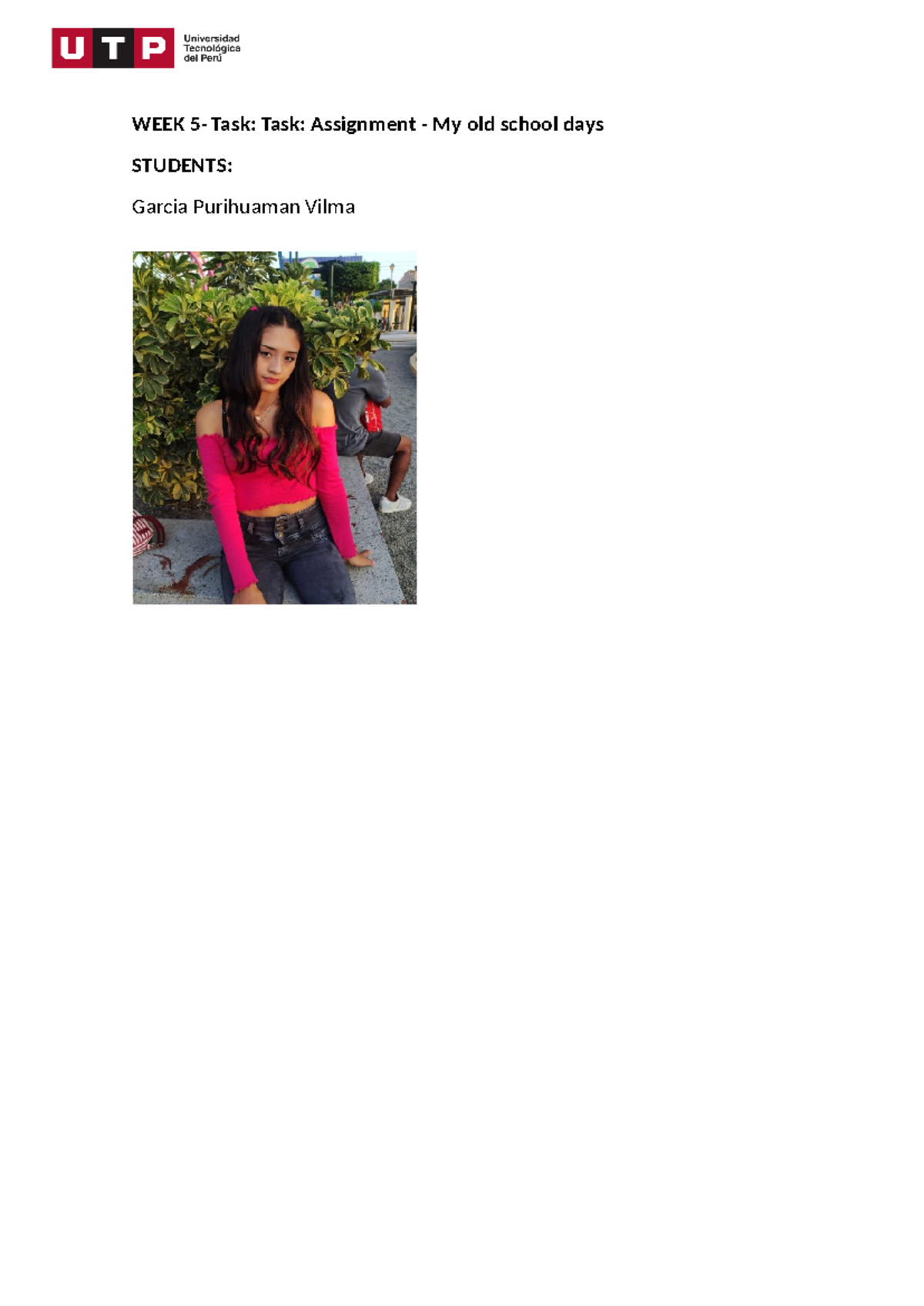 Ingles 5.My old school days - Ingles III - WEEK 5- Task: Task: Assignment - My old school days ...