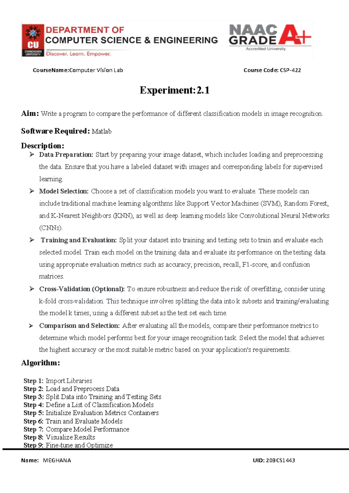 20BCS 1443 Meghana-WS-5 - CourseName:Computer Vision Lab Course Code: CSP- Name: MEGHANA UID ...
