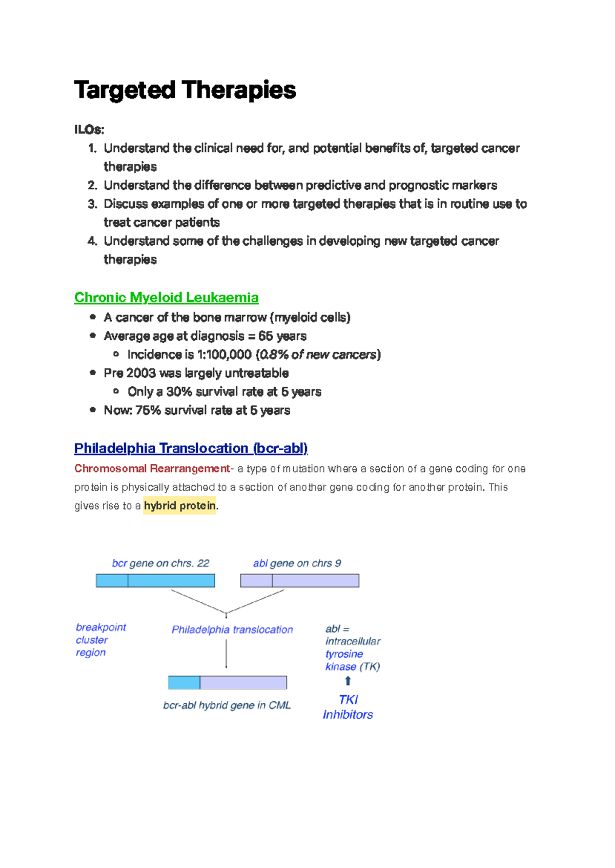 Targeted Therapies - Ta rg e te d T h e ra p i e s ILOs: Chronic ...