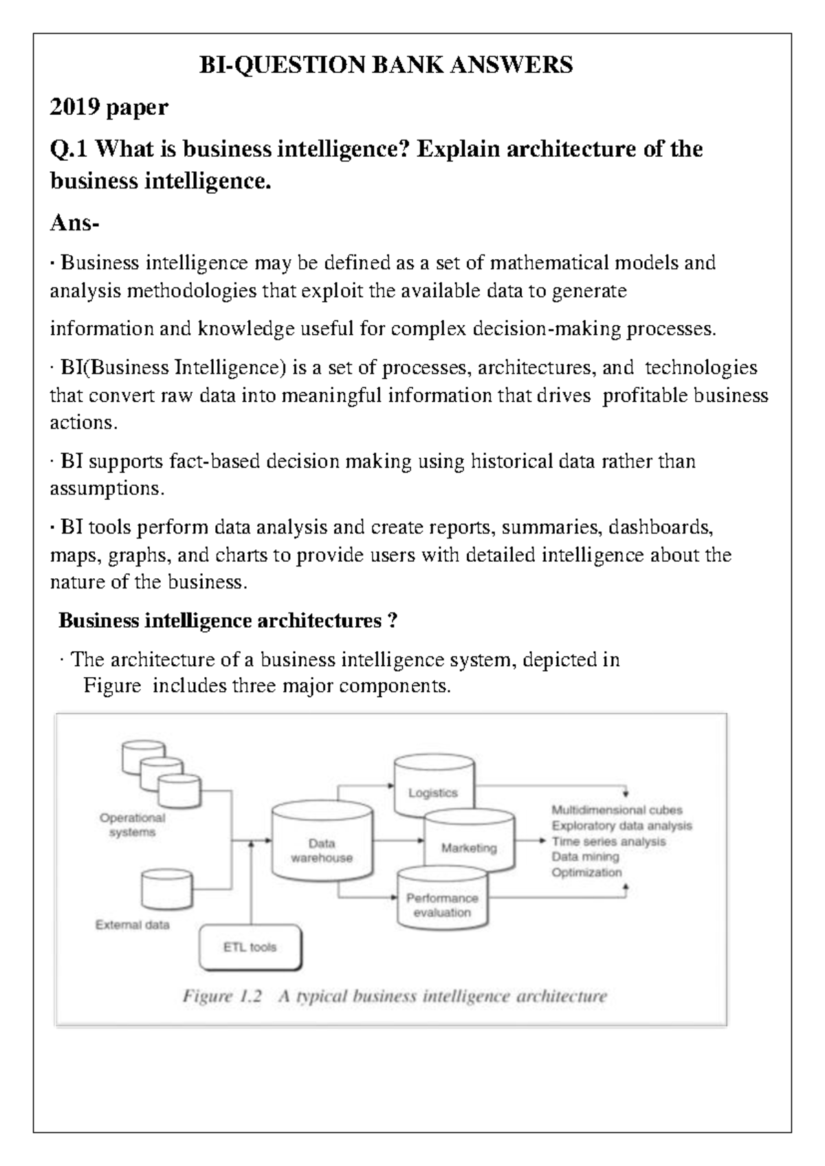 BI2019 Solutionpaper - Summary Leerboek Business Intelligence - BI ...