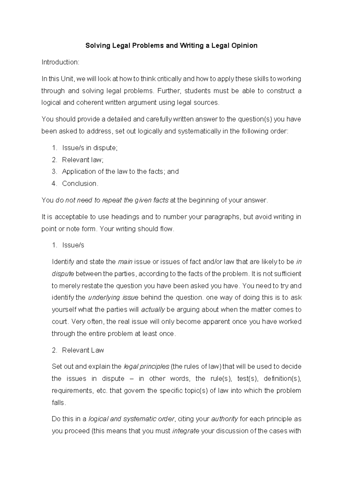 Writing a Legal Opinion - Solving Legal Problems and Writing a Legal ...