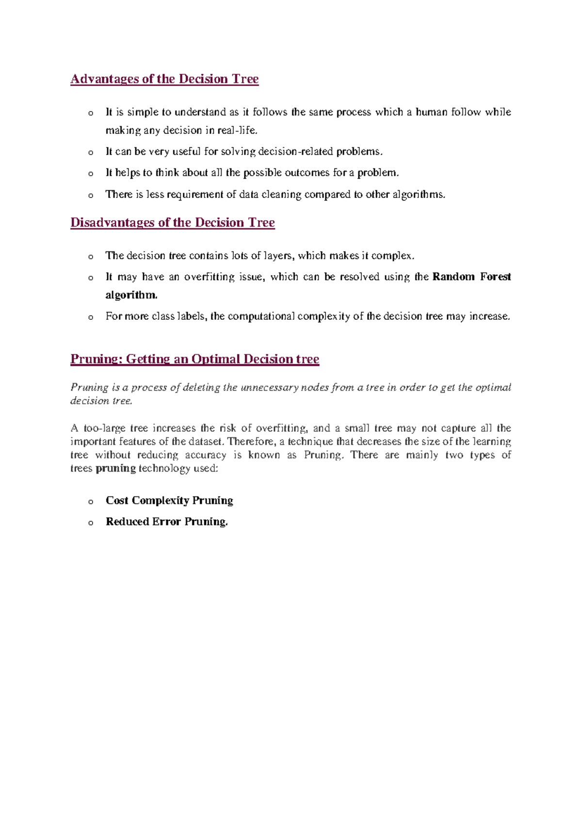 Decision tree advantages and disadvantages - Advantages of the Decision ...