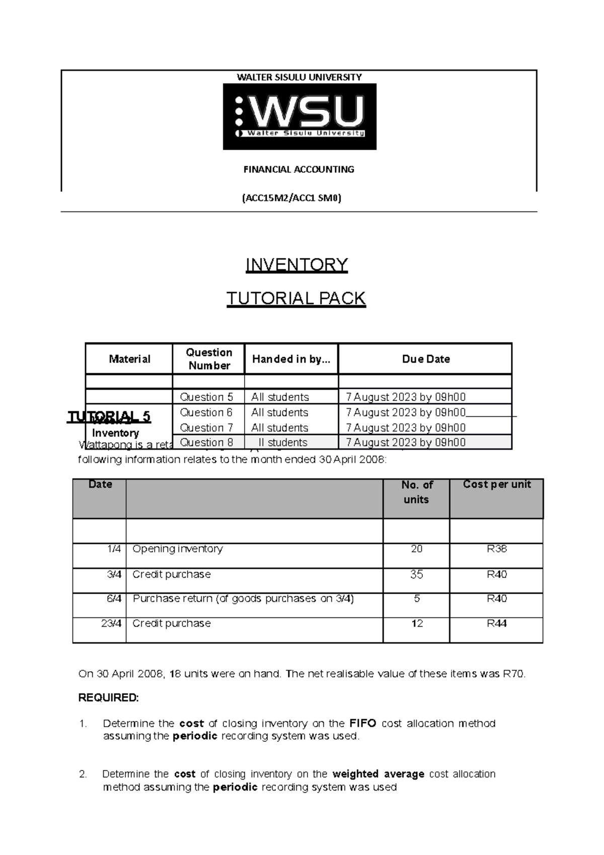 Tuts Week 2 Only Inventory 2023 1 - INVENTORY TUTORIAL PACK ...