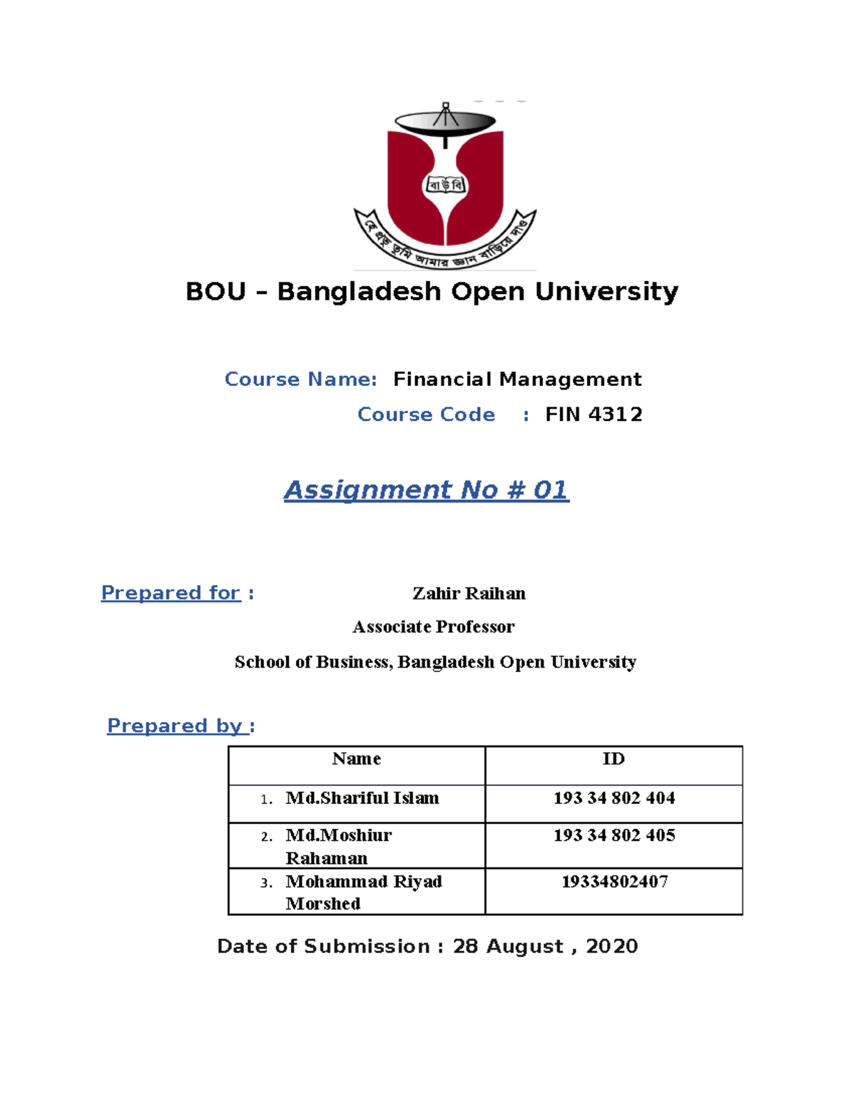 Document (10) - Summer 2020 - BOU – Bangladesh Open University Course ...