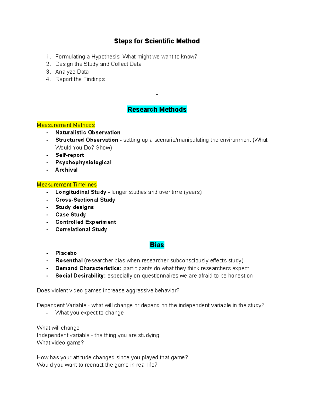 Steps for Scientific Method - Steps for Scientific Method Formulating a ...