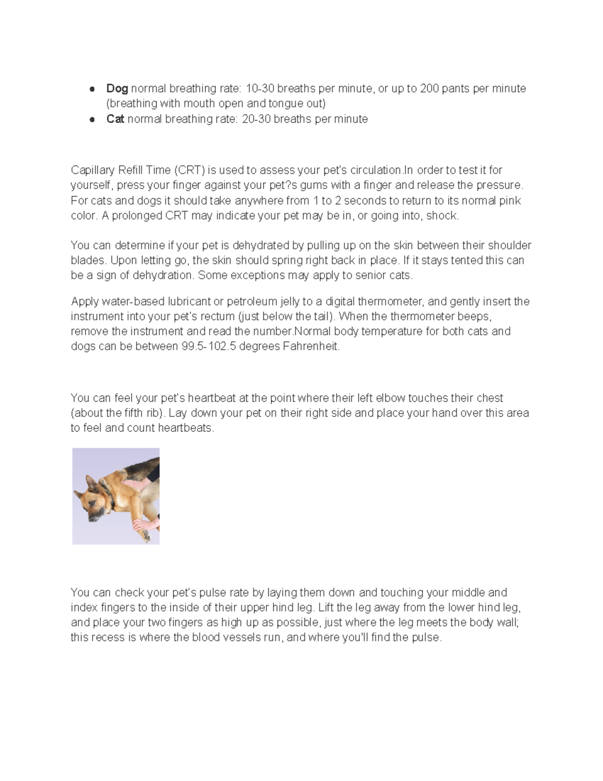 Notes - Pet's first aid - Dog normal breathing rate: 10-30 breaths per ...
