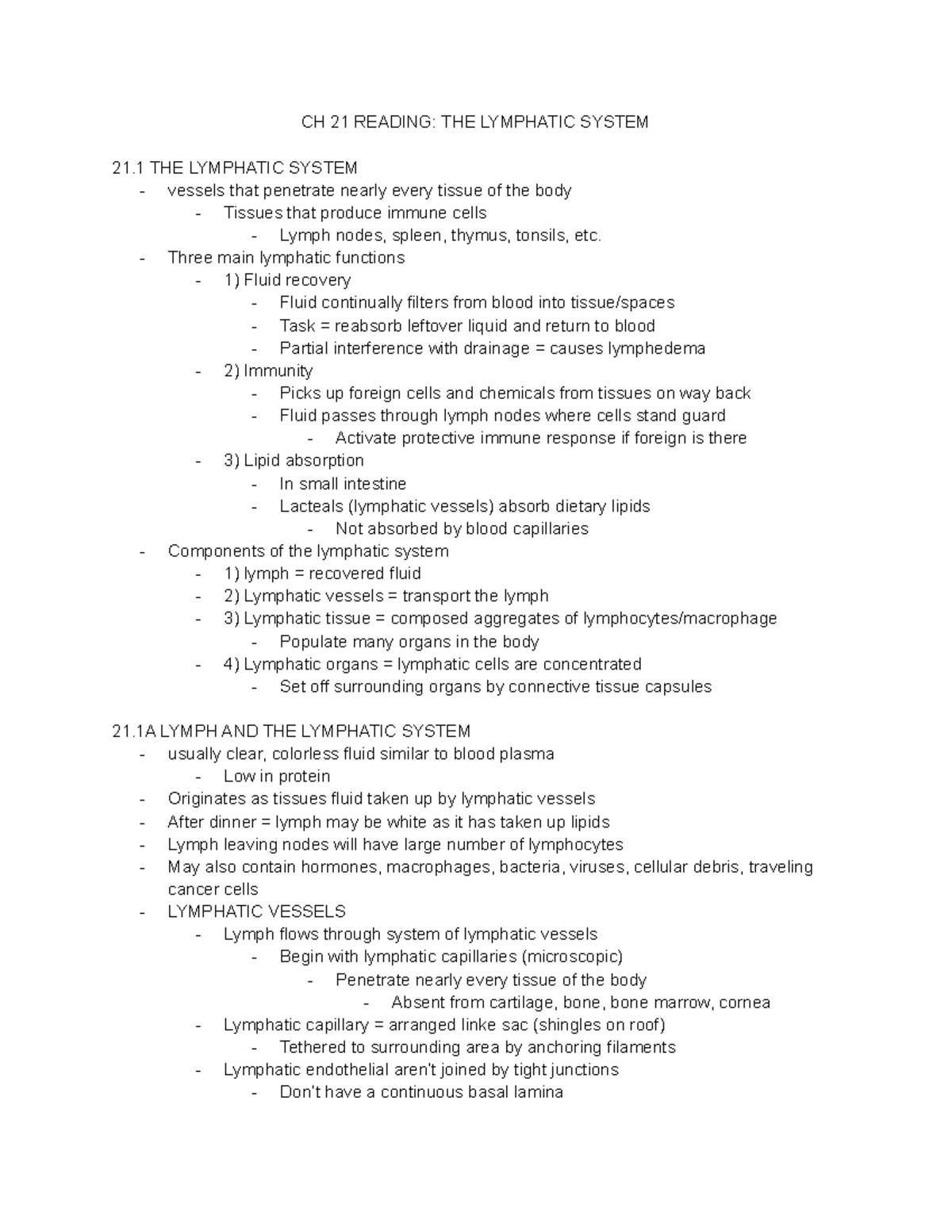 CH 21 Reading - CH 21 READING: THE LYMPHATIC SYSTEM 21 THE LYMPHATIC ...