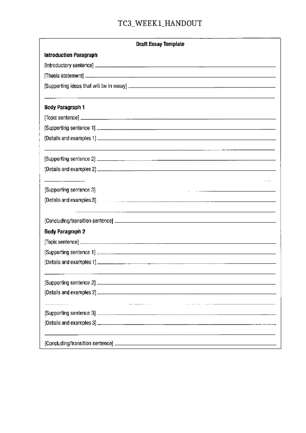 TC3 WEEK1 Session 2 Drafting Sheet - Tiếng Anh sơ trung cấp - TC3_WEEK1 ...