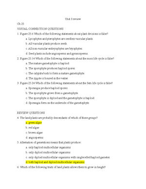 Bio review questions unit 1-evolution - BI 102 - Studocu