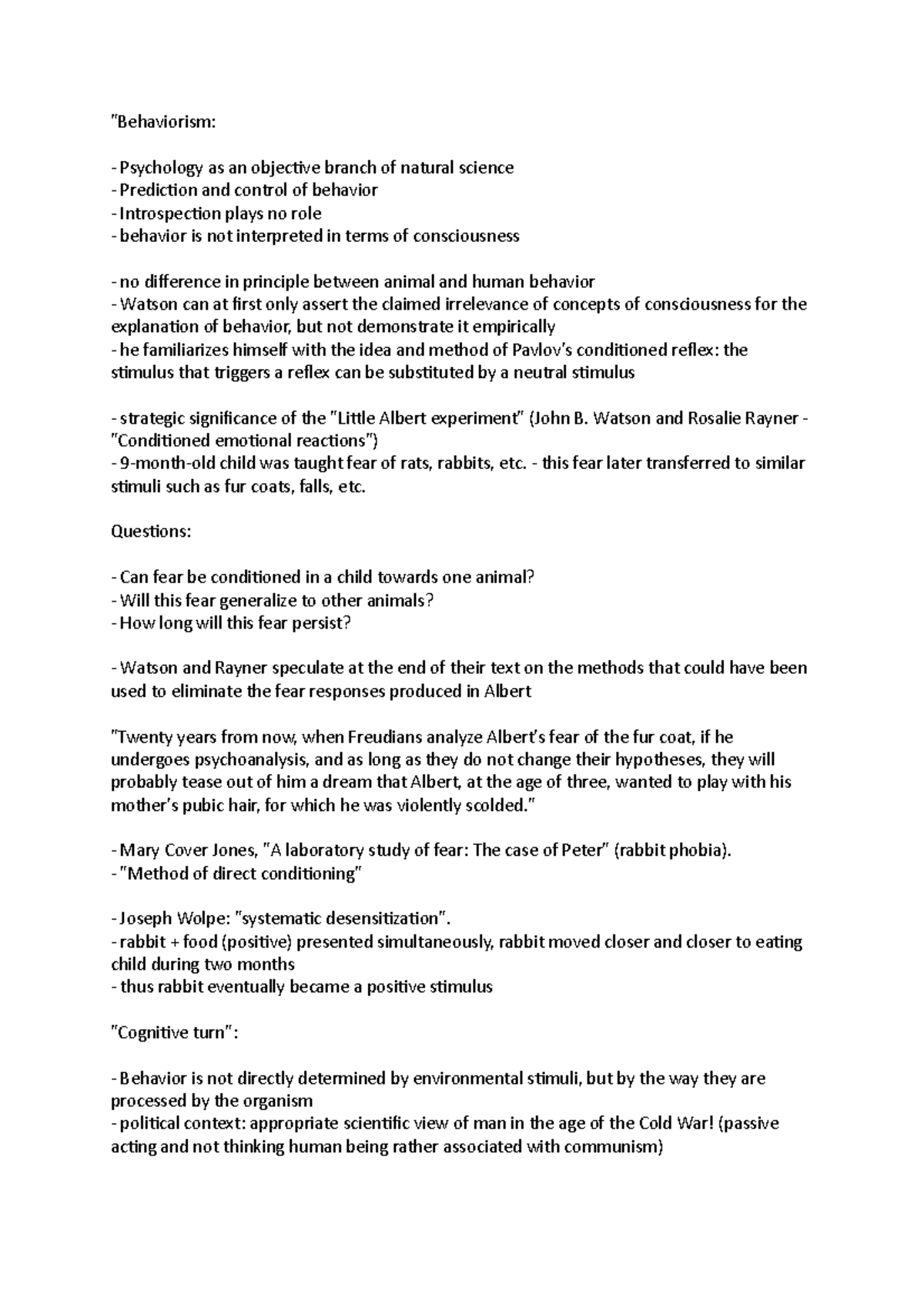 Behaviorism - Abnormal Psychology - "Behaviorism: Psychology as an ...