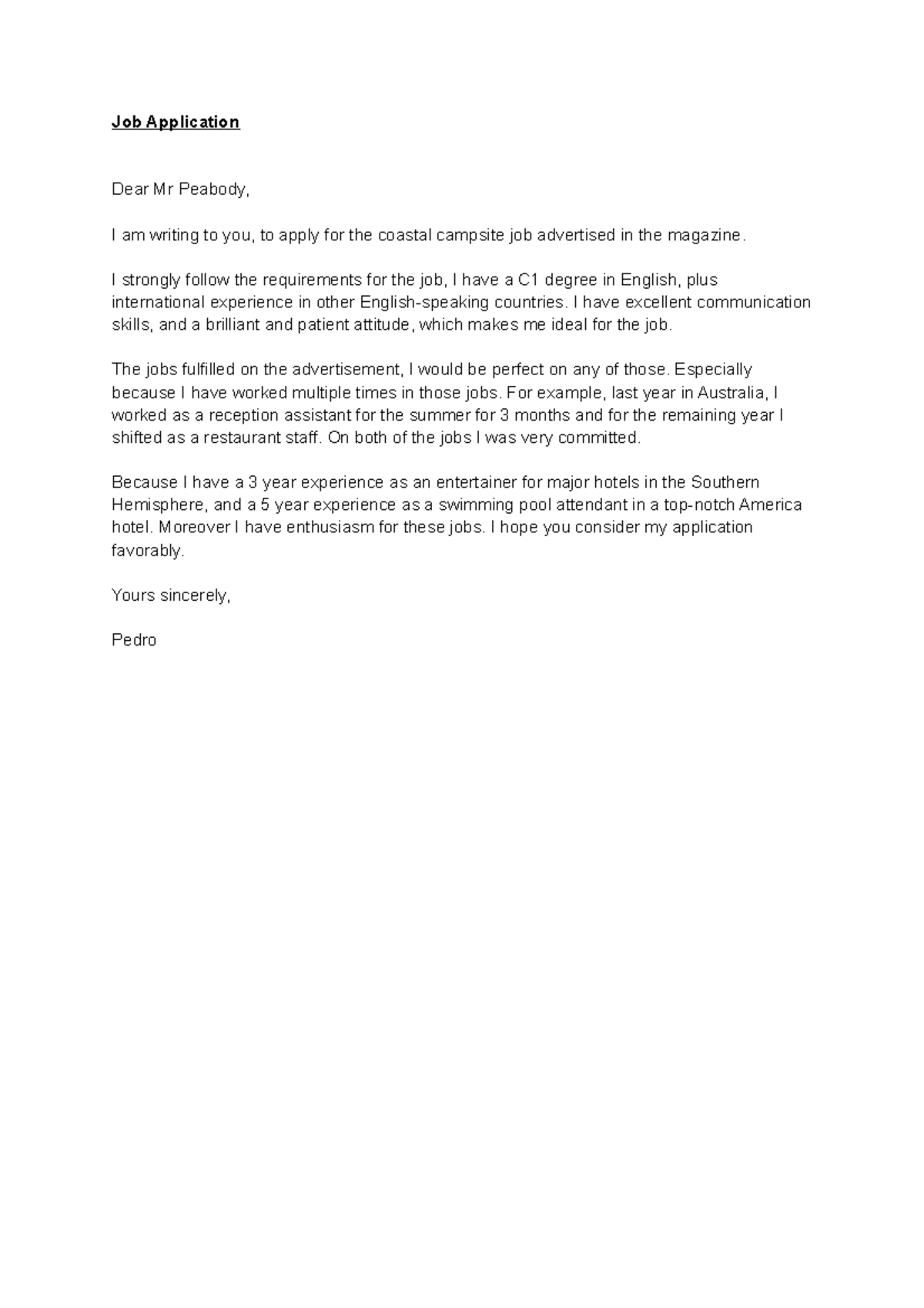 Example of a Job application (2021-2022) University of Málaga - Job ...