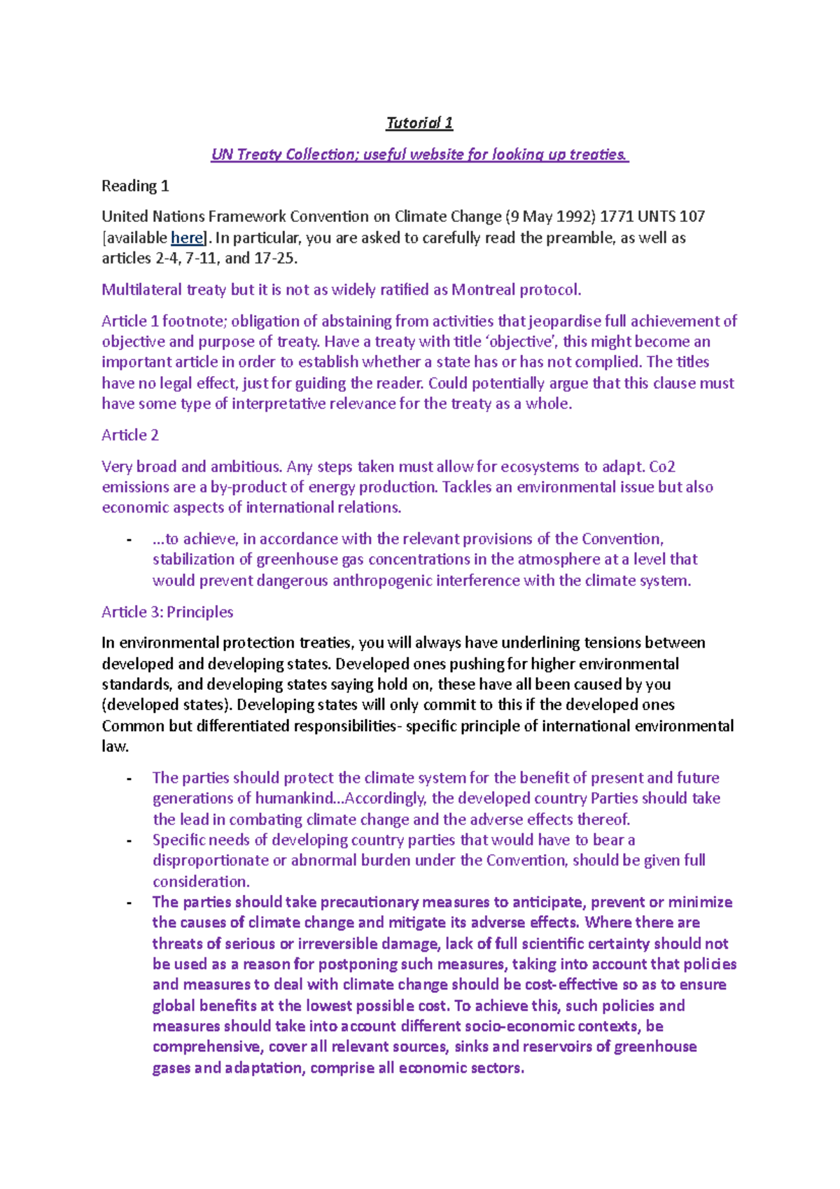 Tutorial 1 - Tutorial 1 UN Treaty Collection; useful website for ...