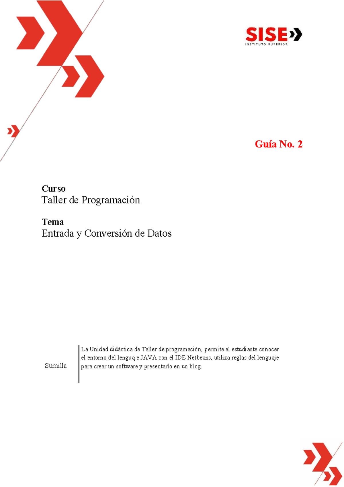 Guia 2 - Taller de programación - Guía No. 2 Curso Taller de ...