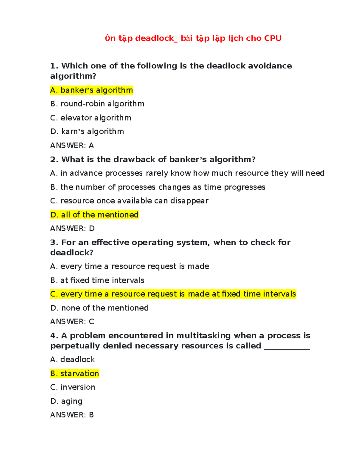 On tap deadlock - .................................. - Ôn tập deadlock ...