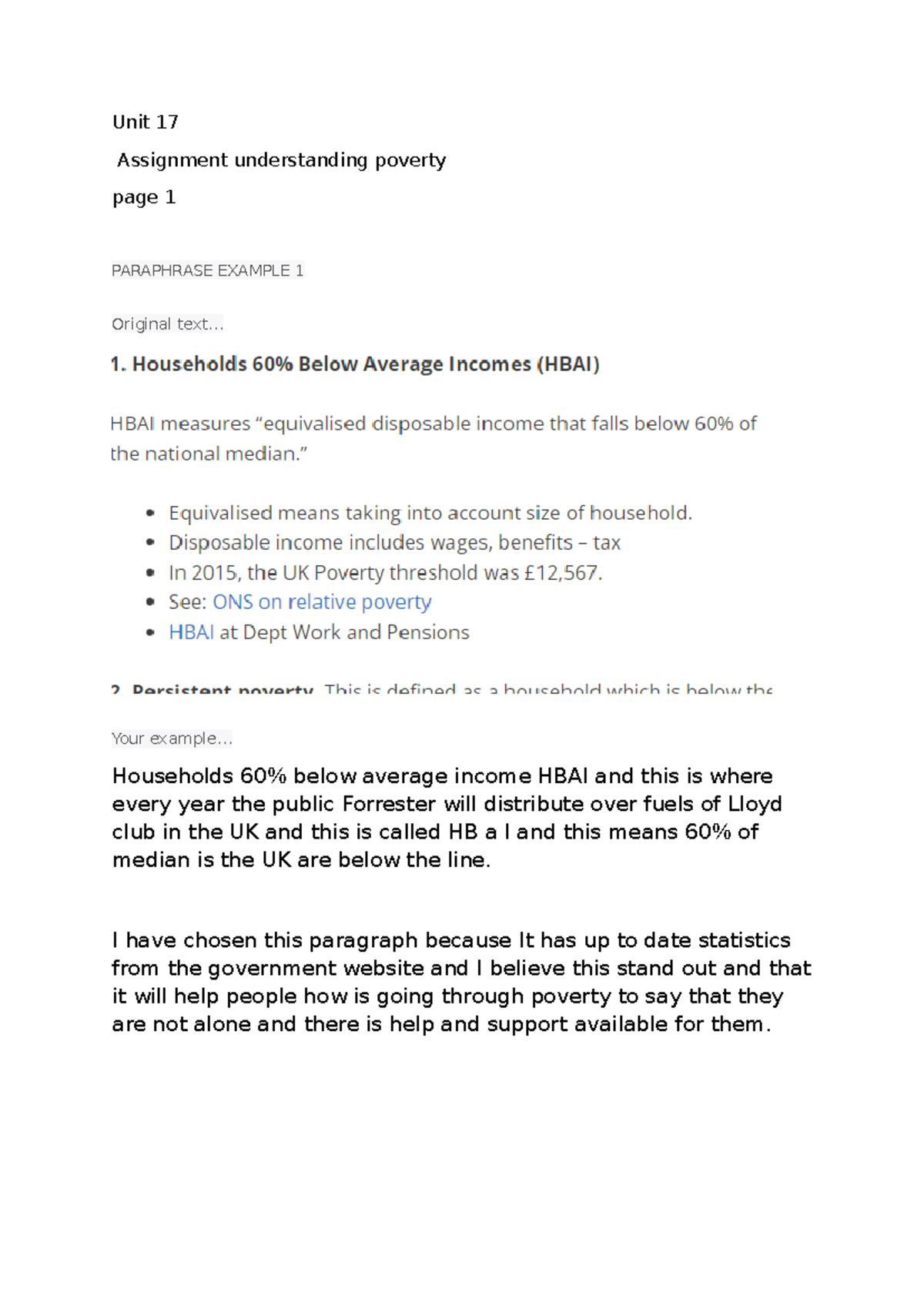 Unit 19 question 7 second - Unit 17 Assignment understanding poverty ...