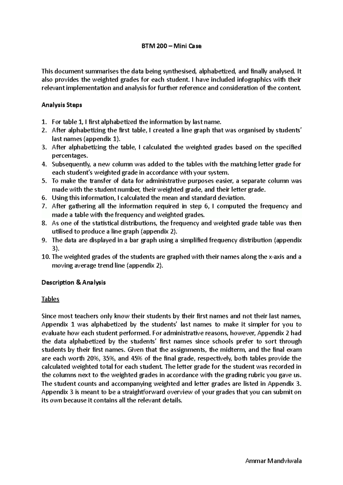 BTM 200 - Mini Case - BTM 200 Mini Case - BTM 200 – Mini Case This document summarises the data ...