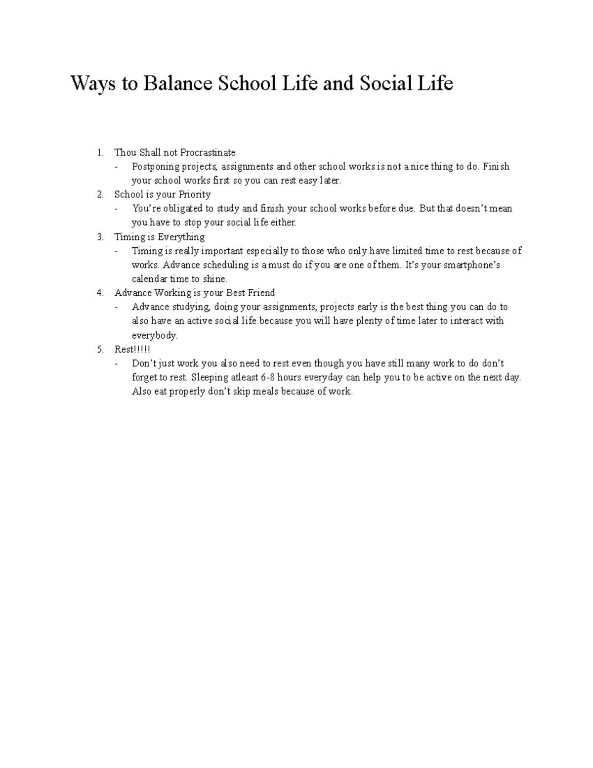 Ways to Balance School Life and Social Life - Finish your school works ...