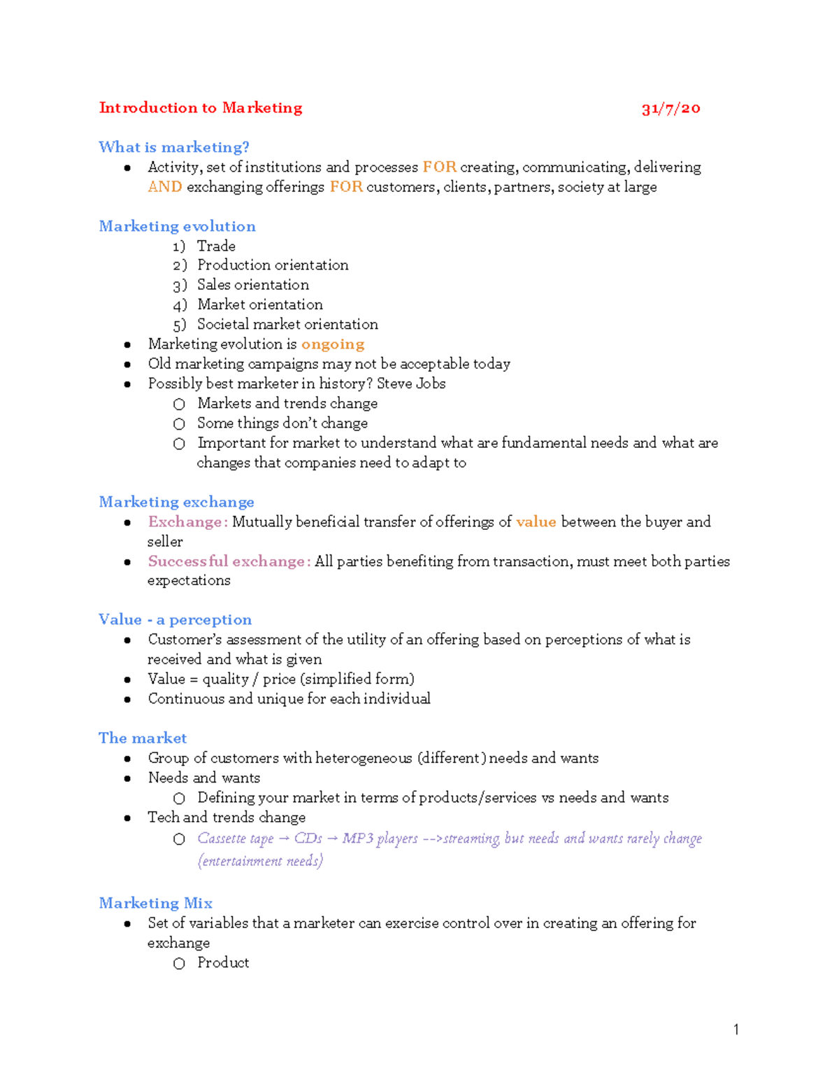 MAR1 - Intro to Marketing Marketing Environment and Market Analysis ...