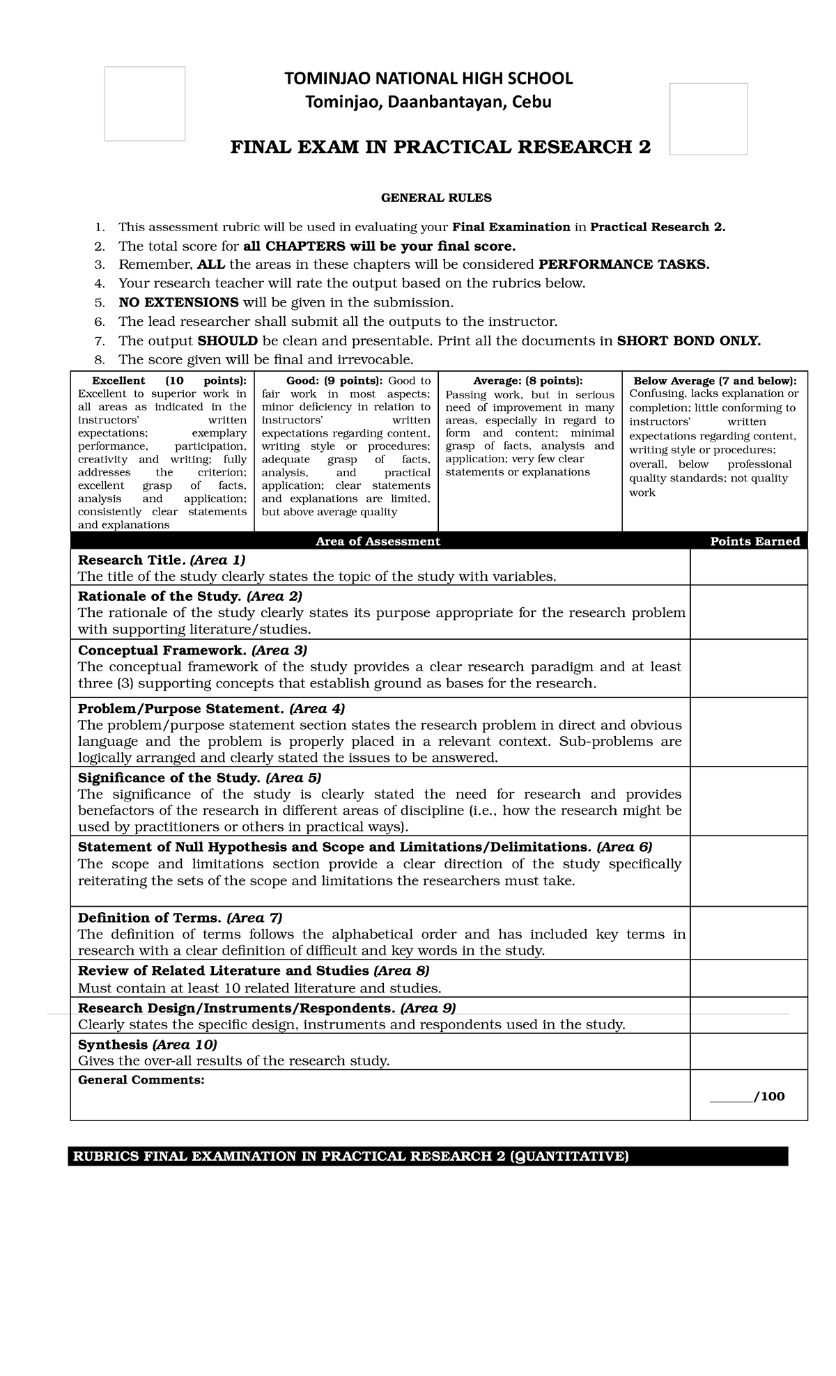 Final examination in practical research 2 Qualitative Research using ...