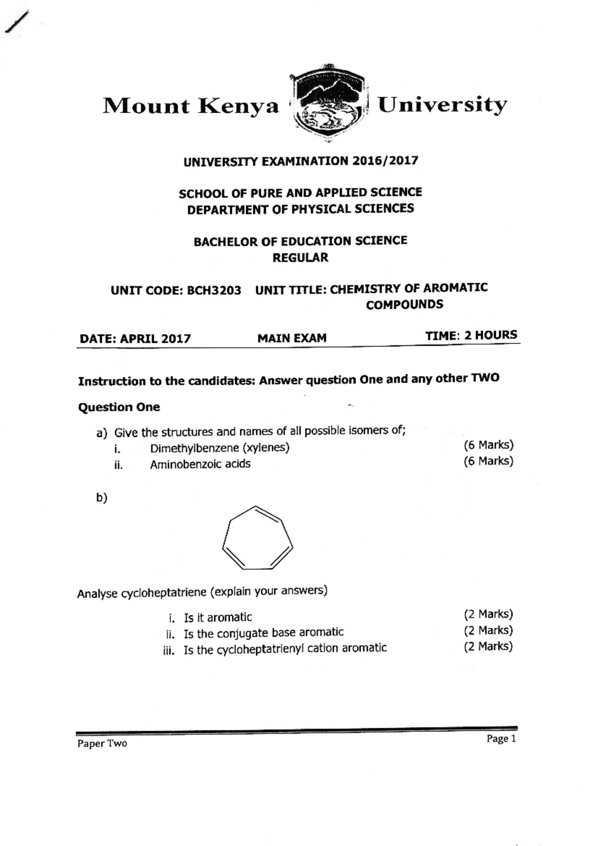 Aromatic compounds past papers - Chemistry of Aromatic Compound - Studocu