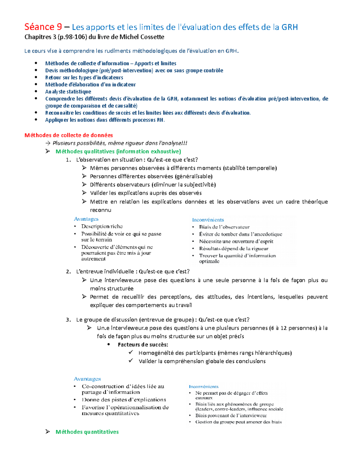 Séance 9 – Les apports et les limites de l'évaluation des effets de la ...
