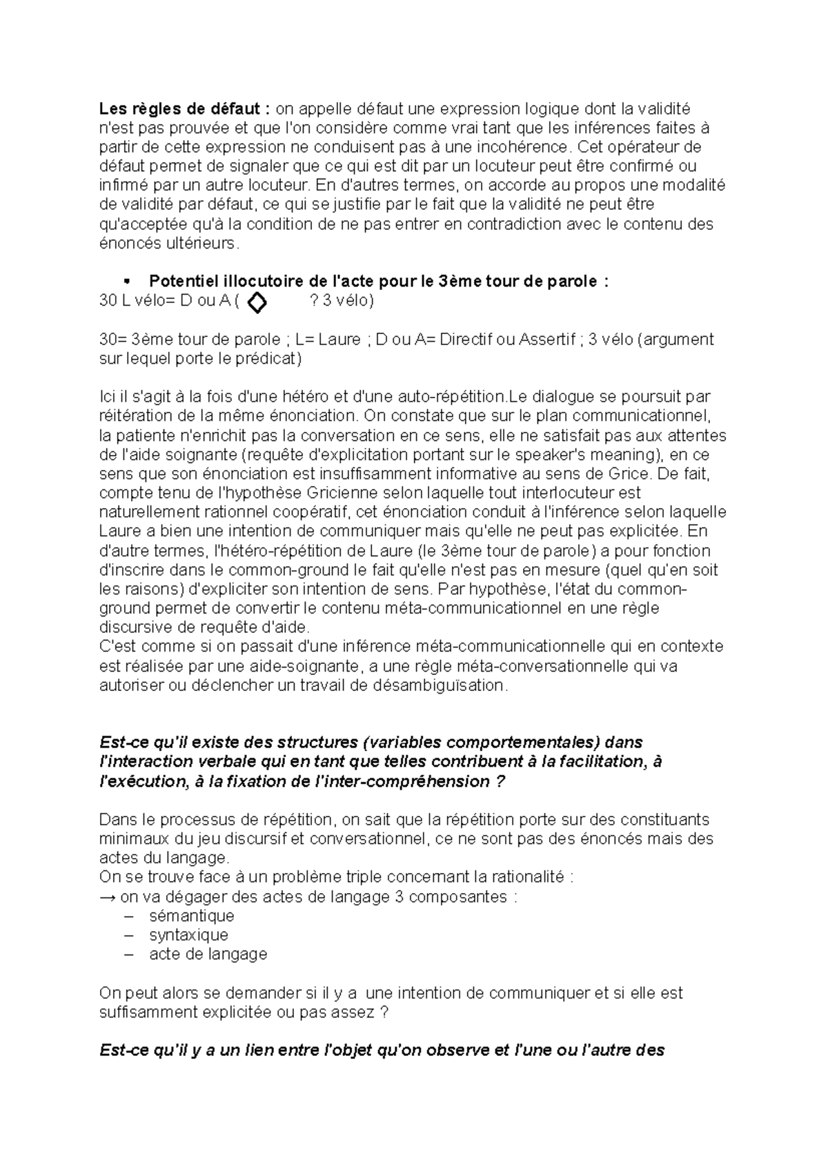 Les règles de défaut - Les règles de défaut : on appelle défaut une ...