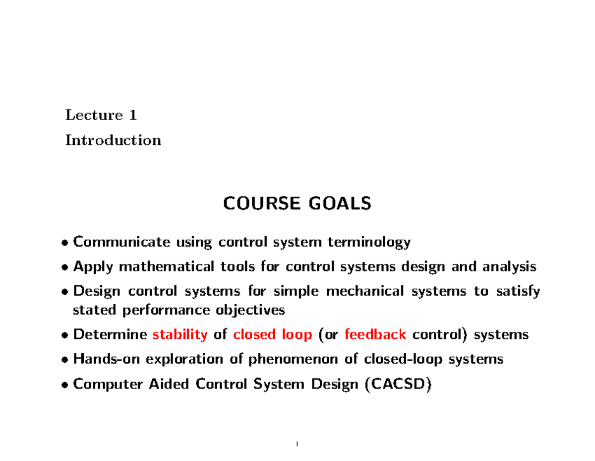 CMS Introduction - Lecture notes 8 - Lecture 1 Introduction COURSE ...