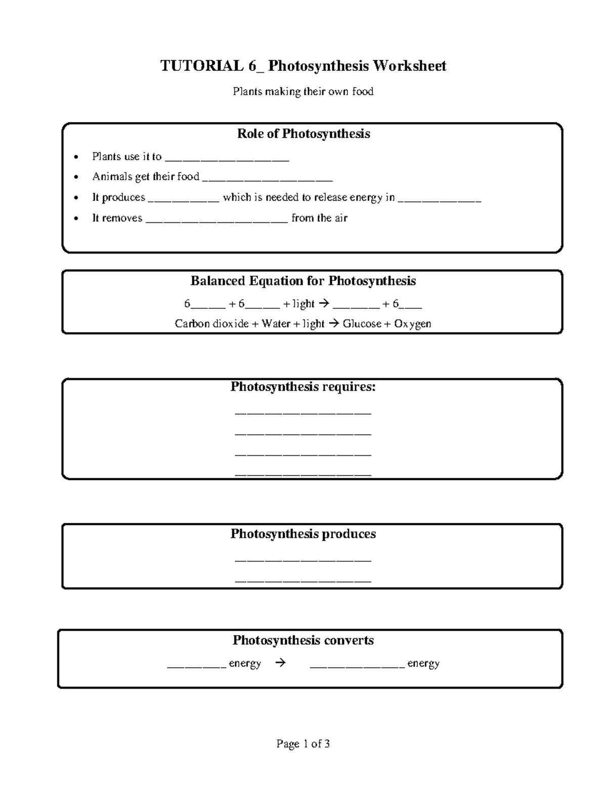 TUT6 2024 Photosynthesis worksheet - Page 1 of 3 TUTORIAL 6 ...