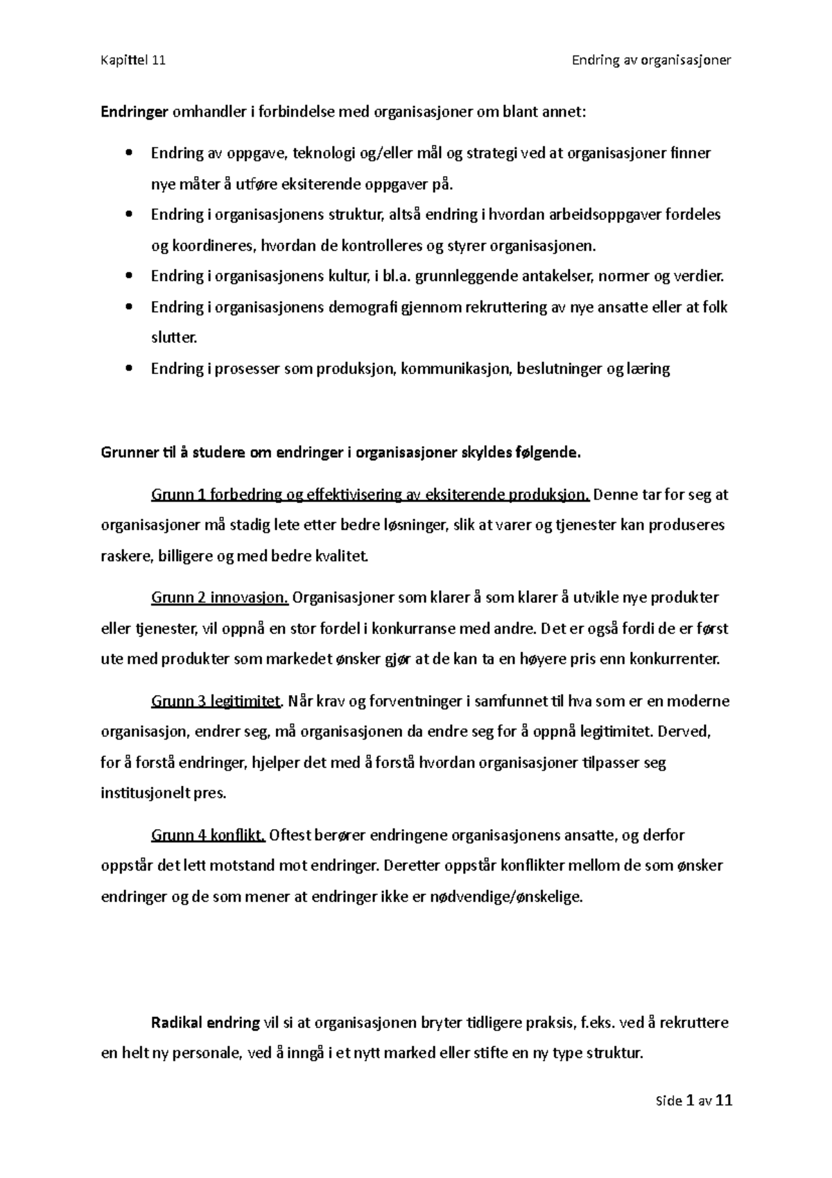 Kapittel 11 - ORG1001 - Studocu