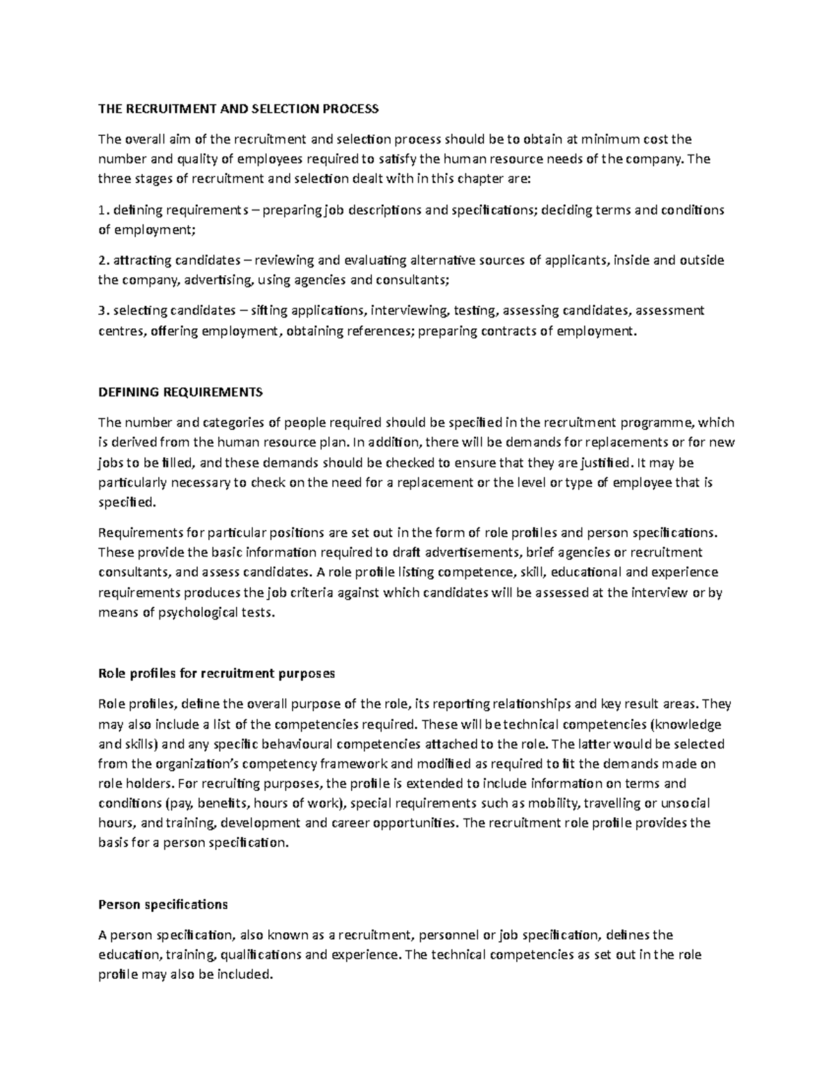 THE Recruitment AND Selection Process - THE RECRUITMENT AND SELECTION ...