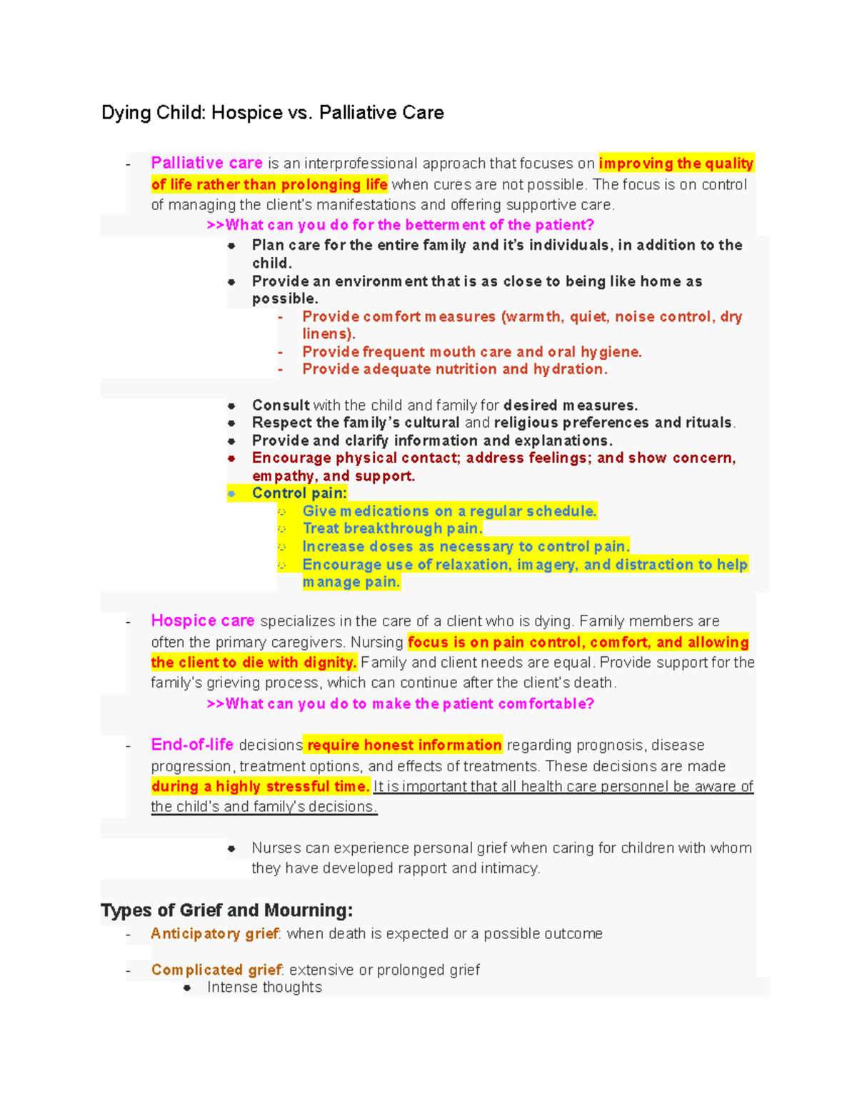 Dying Child - Study notes - Dying Child: Hospice vs. Palliative Care ...