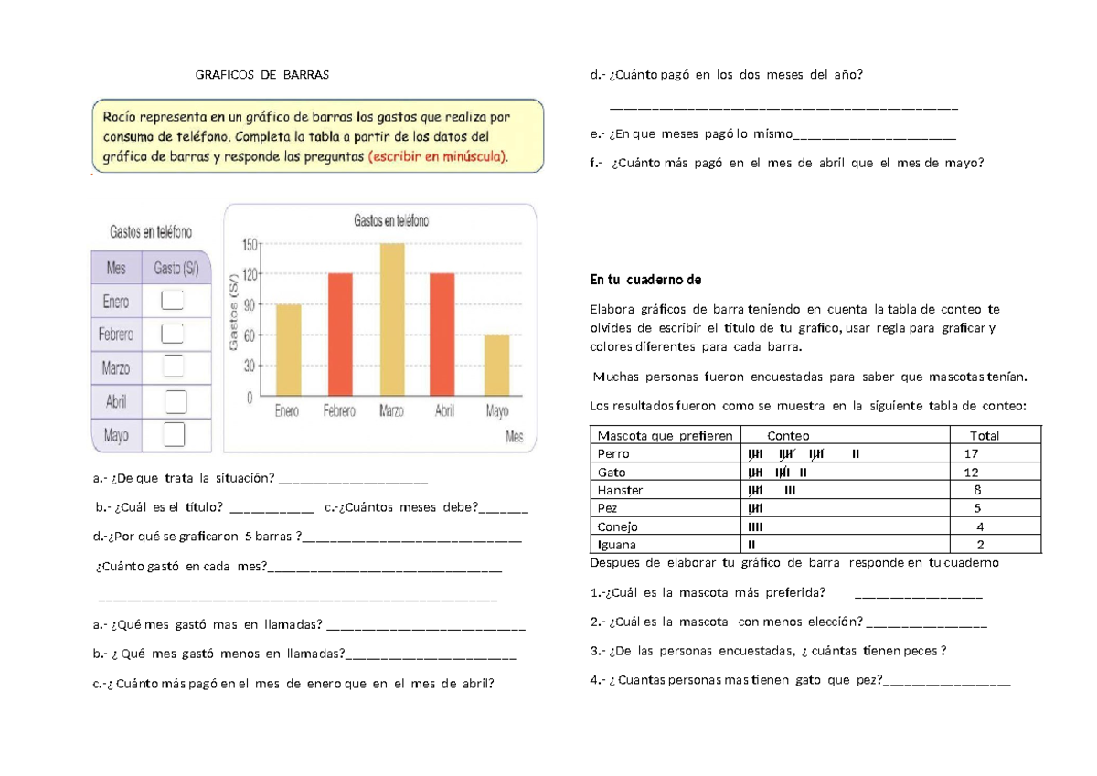 Matematica Graficos DE Barras 05-05 - GRAFICOS DE BARRAS a.- ¿De que ...