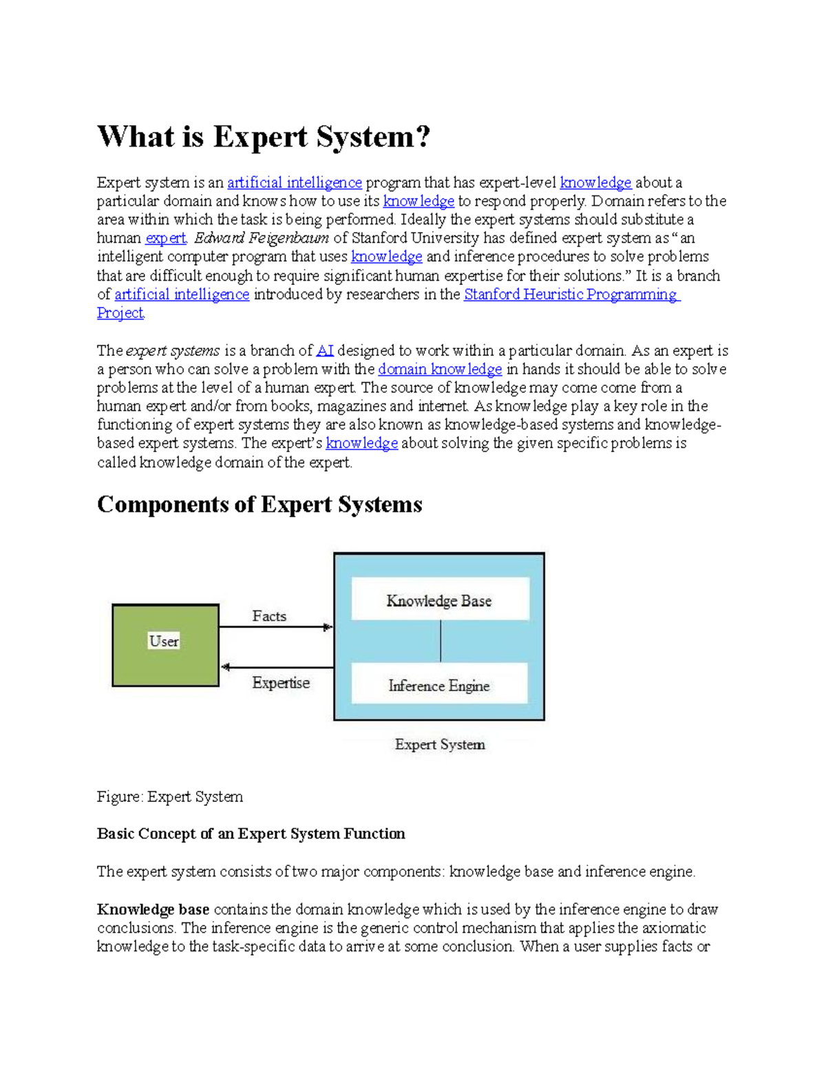 Expert systems - IT notes - What is Expert System? Expert system is an ...