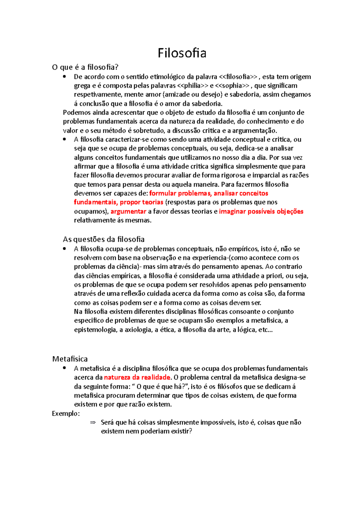 Filosofia Resumo - Filosofia O que é a filosofia? De acordo com o ...
