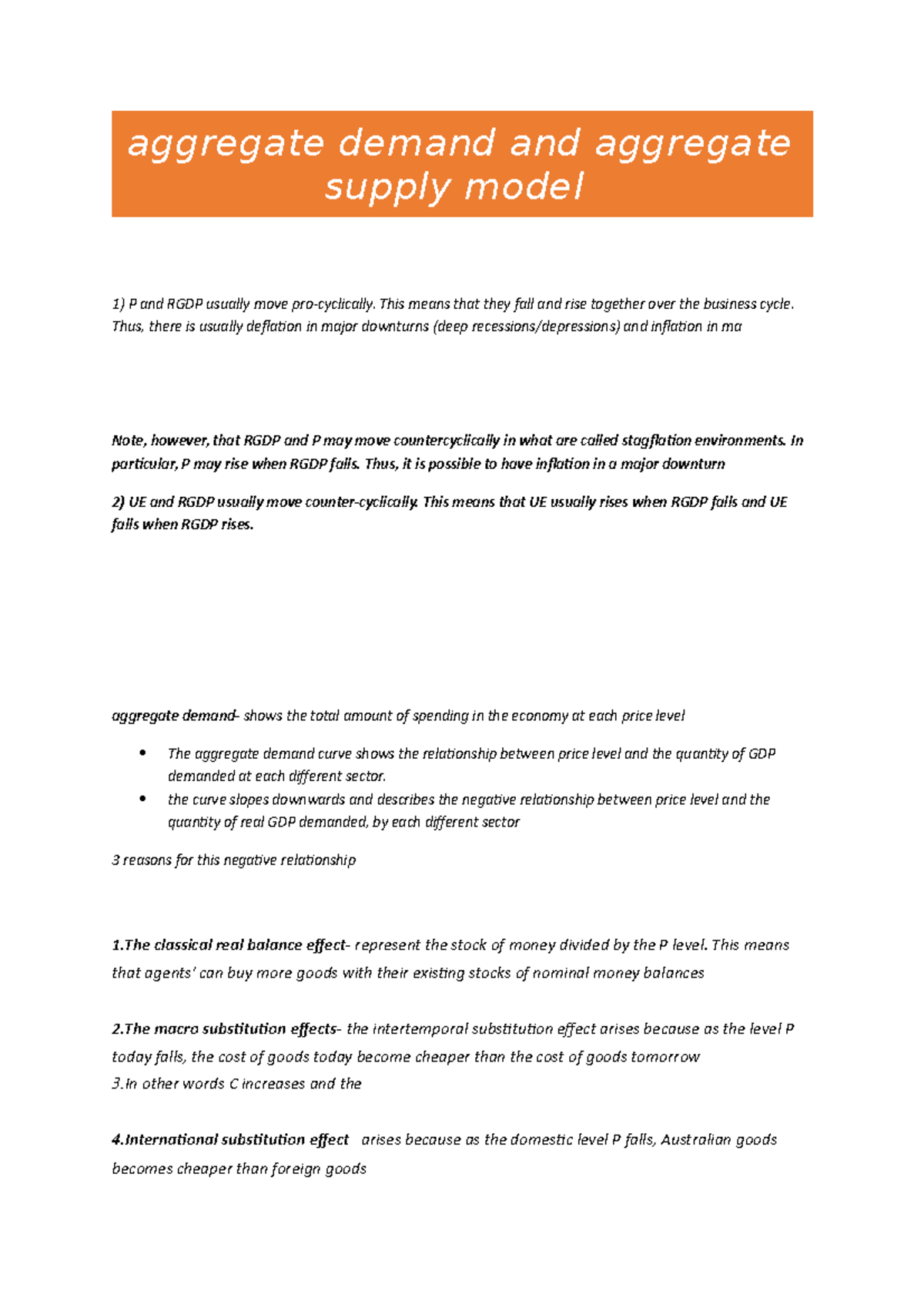 Aggregate demand and aggregate supply model - aggregate demand and ...