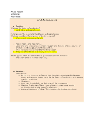 Unit 2 Econ notes-Micro - ECON 102 - HCC - Studocu