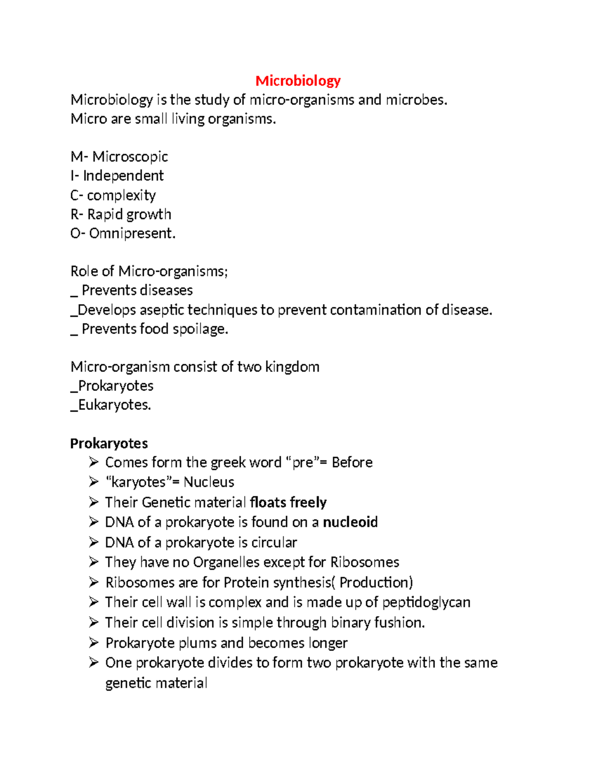 HLSC 124 Midterm 1 Review - Microbiology Microbiology is the study of ...