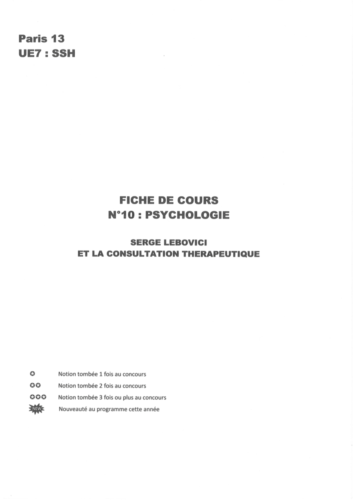 Psychologie 10 - Résumé PACES S1 - Paris 13 UE7 : SSH FICHE DE COURS : PSYCHOLOGIE SERGE ...