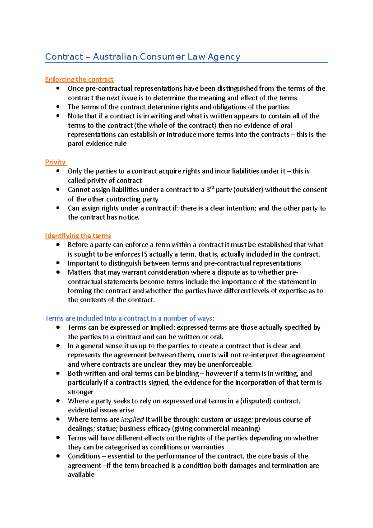W3 - Contract and Consumer Law - Contract – Australian Consumer Law ...