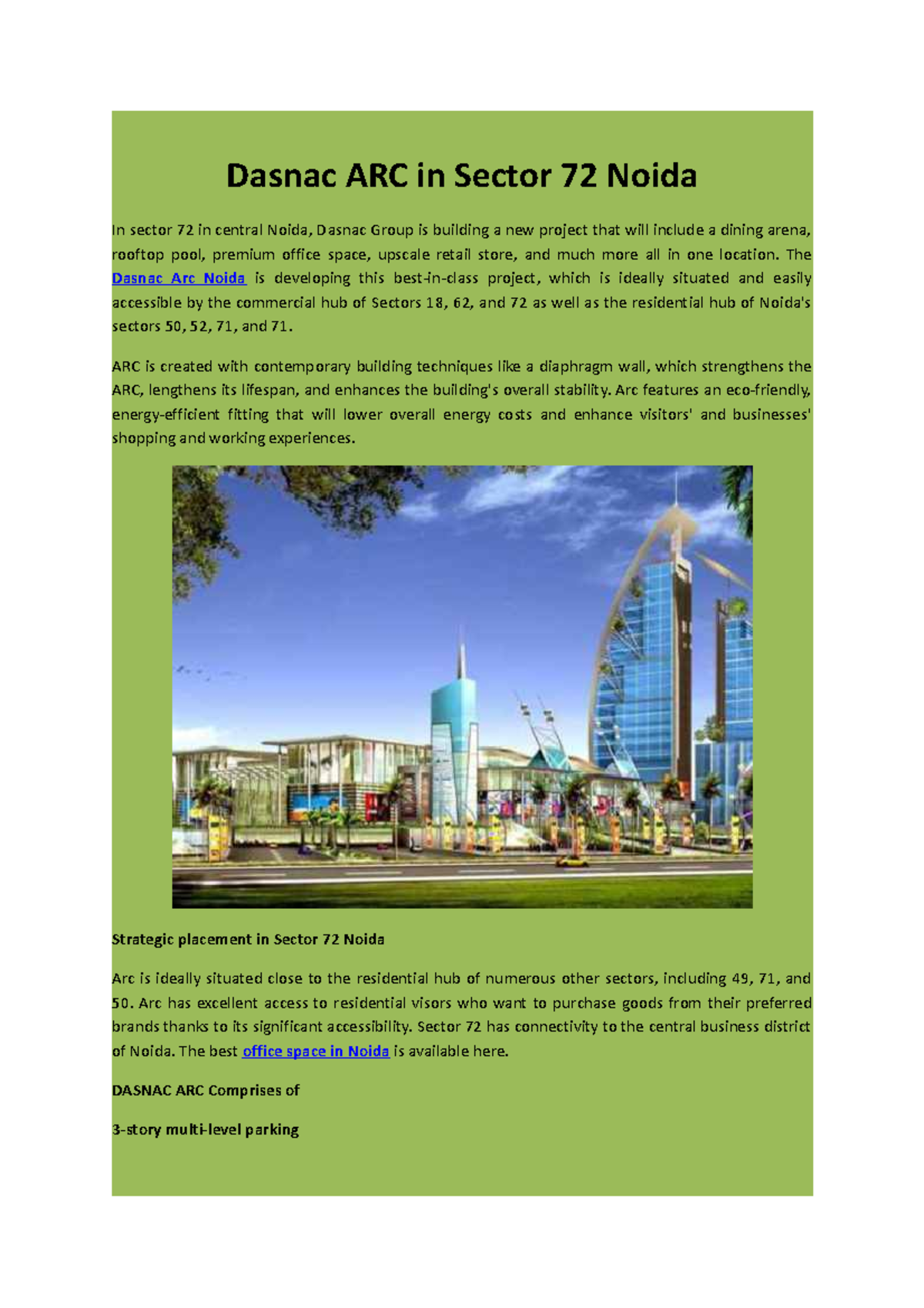 Dasnac ARC in Sector 72 in Noida - The Dasnac Arc Noida is developing ...
