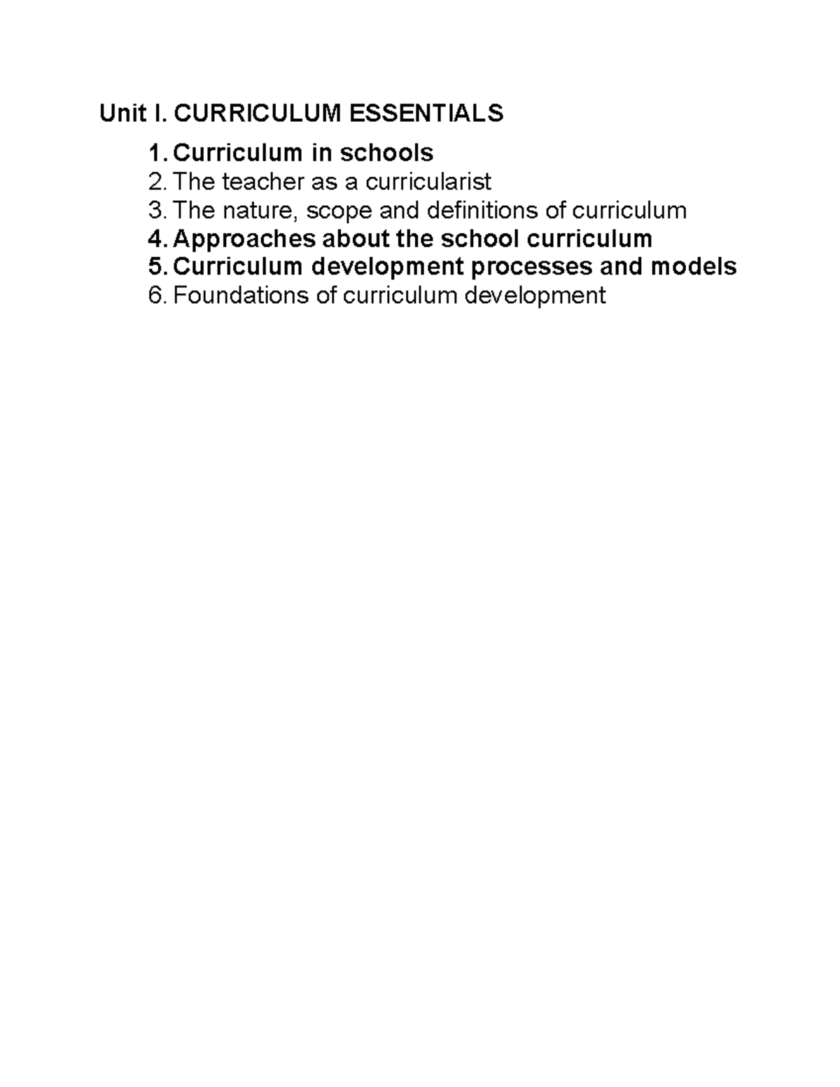 Chapter 1 Curriculum Essentials 2 2 - Unit I. CURRICULUM ESSENTIALS 1 ...