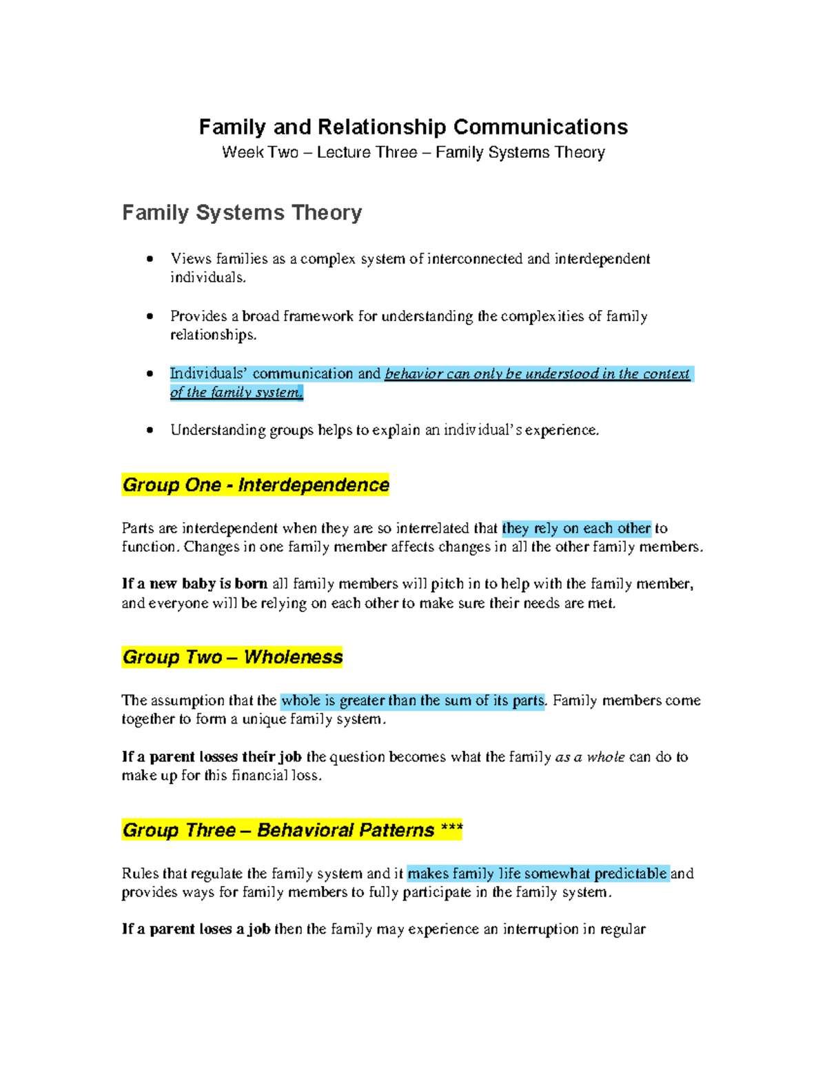01-30-23 Lecture Notes: Family Systems Theory - Family and Relationship ...