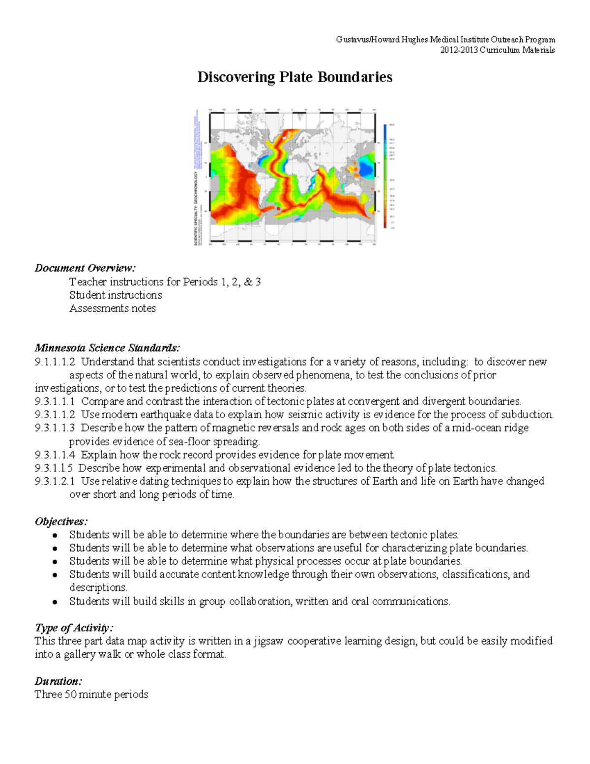 Tolstoy Plate Boundaries 000 - 2012 - 2013 Curriculum Materials ...