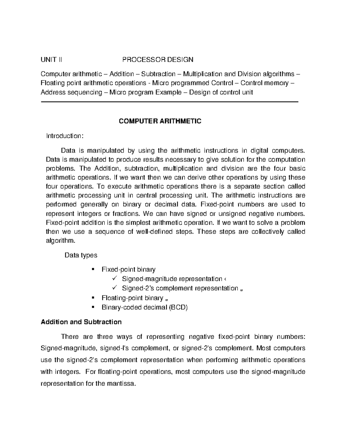 Unit2 2 - coa - SCSX1009 Computer architecture and Parallel Processing ...