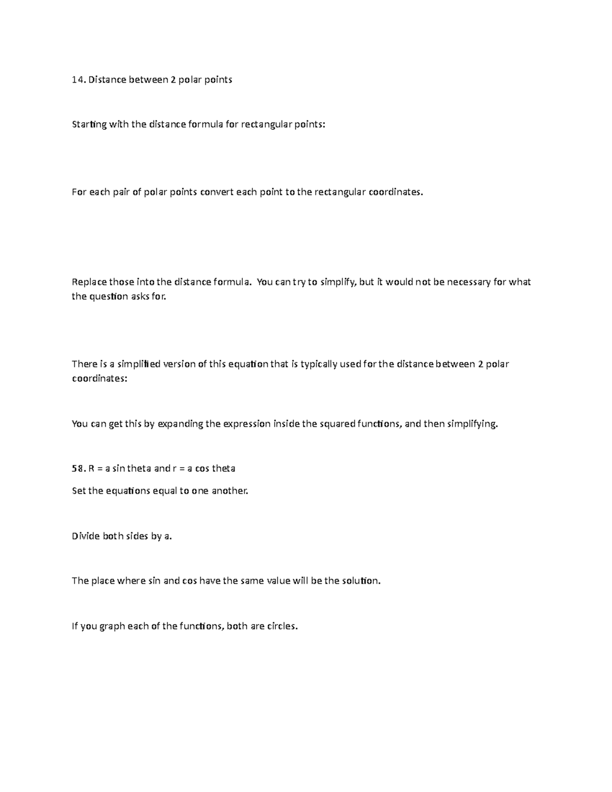 Answer 1 - Few practise exercises - Distance between 2 polar points ...