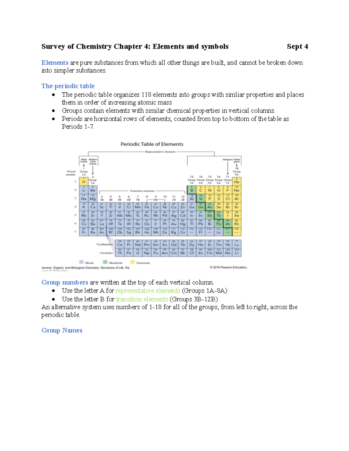 Chem 3 - Elements and symbols - Survey of Chemistry Chapter 4: Elements ...