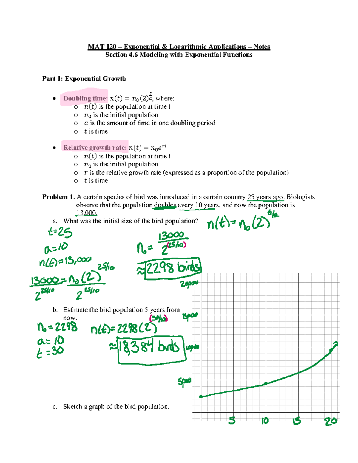 MAT 120 - Notes - 4.6 - Key - MAT 120 – Exponential & Logarithmic ...